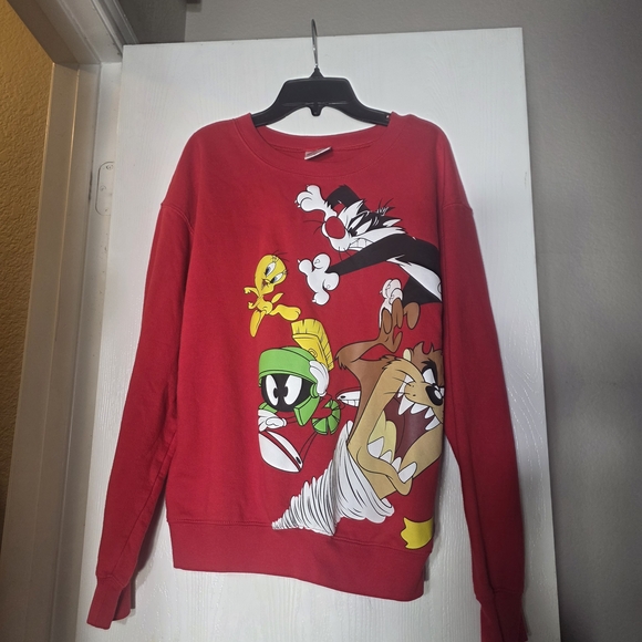 Warner Bros. | Tops | Warner Bros Red Long Sleeve Tee With Looney Tunes ...